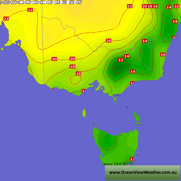 OceanViewWeather - VIC + TAS Temperature Gradient - GFS Forecast Charts ...
